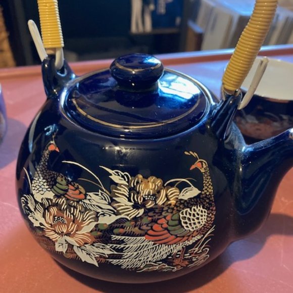 Japanese tea set | Kitchen | Vintage Cobalt Blue Japanese Peacocks ...